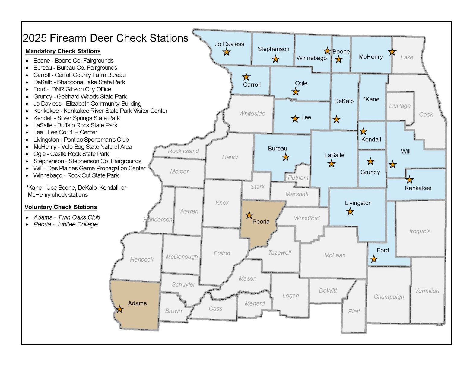 Hunt Illinois—CWD Check Station Locations
